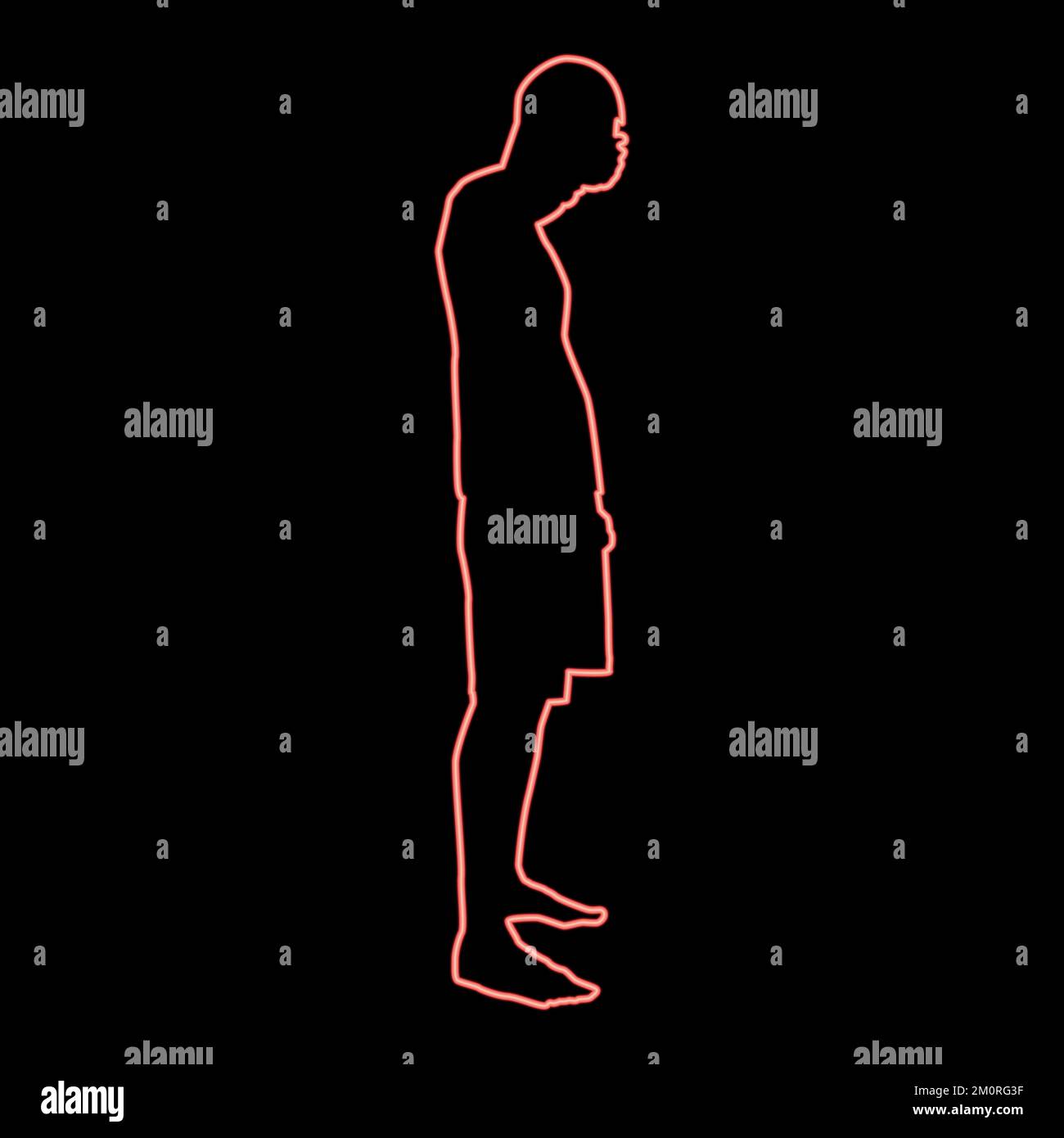 Neon man closing his eyes his hands silhouette side view iconred color ... Neon man closing his eyes his hands silhouette side view iconred color ...