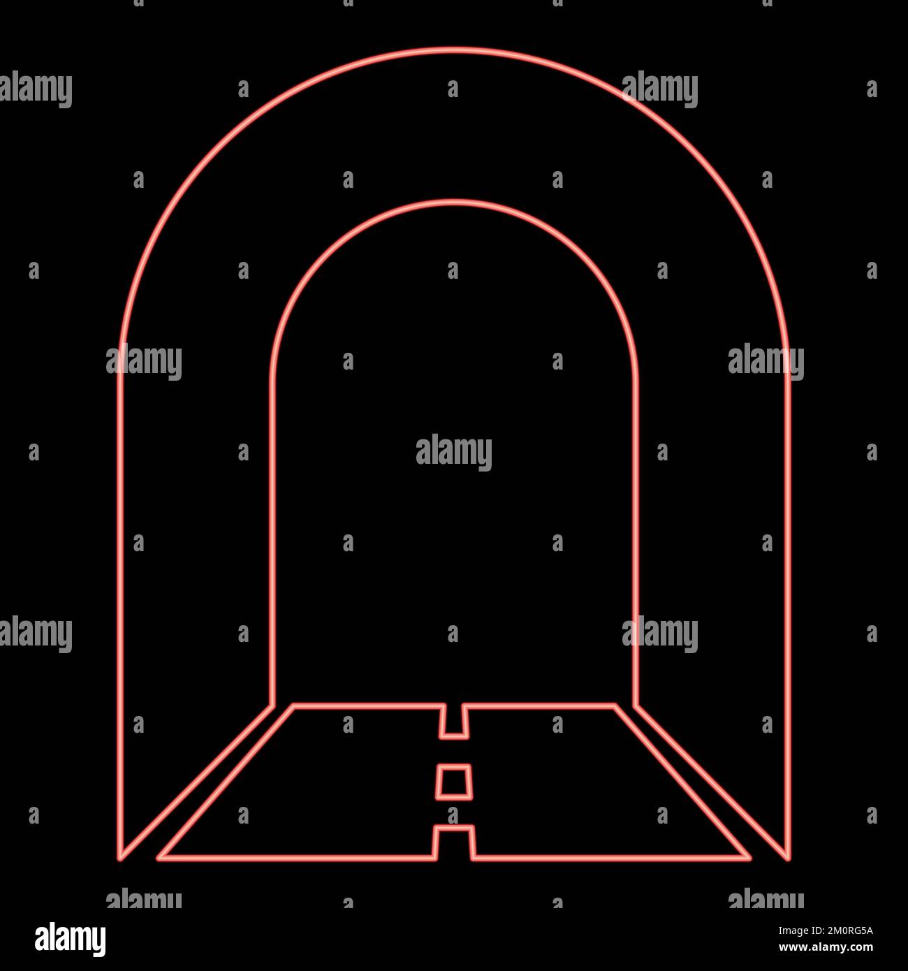 Neon subway tunnel with road for car icon red color vector illustration ...