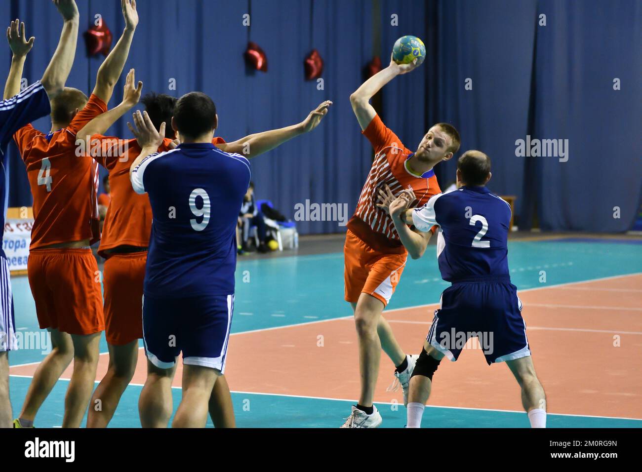 Orenburg, Russia - February12, 2018 year: boys play in handball ...