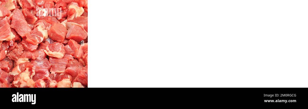 Clean very fresh red raw cow meat beef, banner mock up poster desing ...