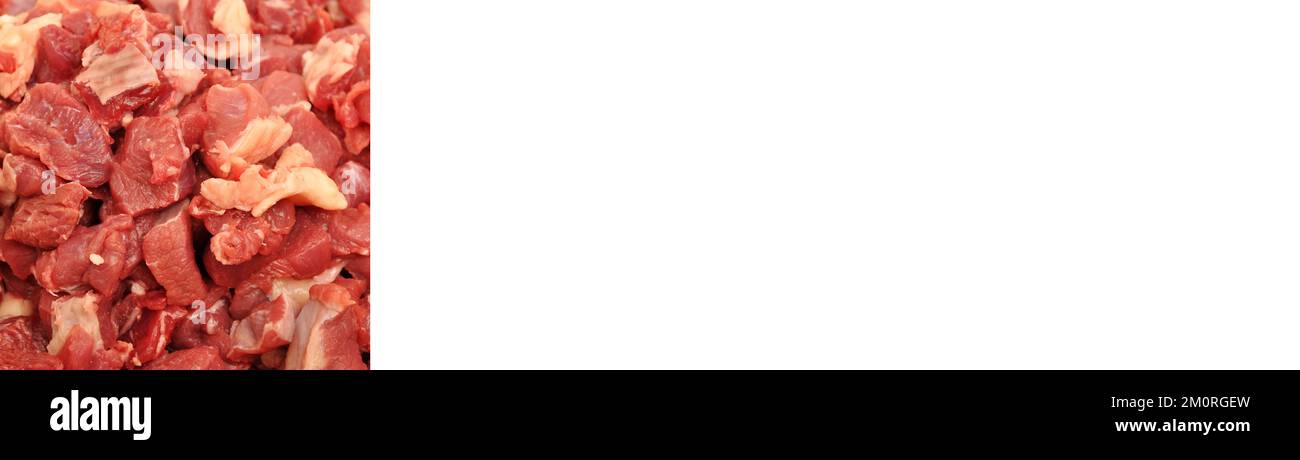 Clean very fresh red raw cow meat beef, banner mock up poster desing ...