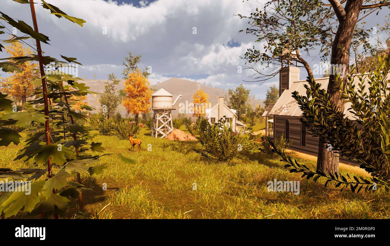 3D rendering. Outdoor architecture with natural environment Stock Photo ...