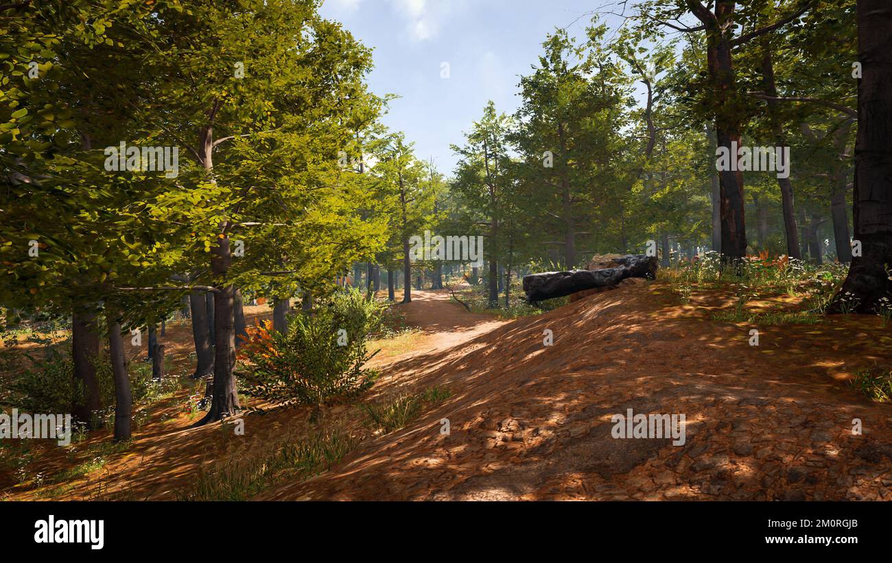 3D rendering. An immersive natural environment. Landscape to illustrate ...