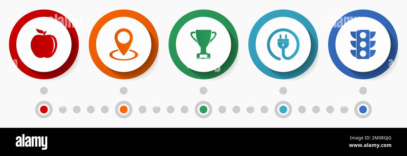 Lifestyle vector icon set, education concept flat design buttons ...