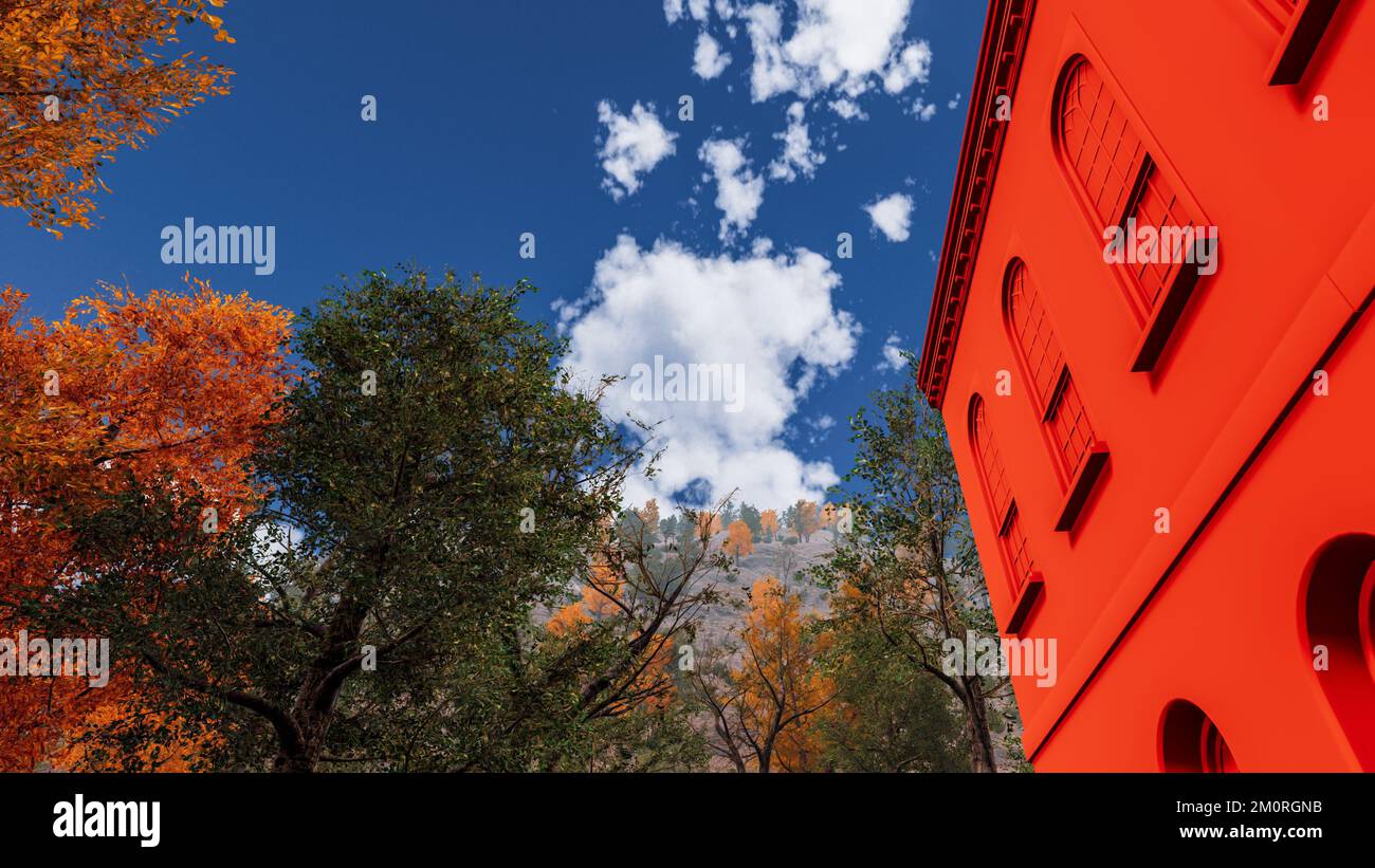 3D rendering. An immersive natural environment. Landscape to illustrate ...