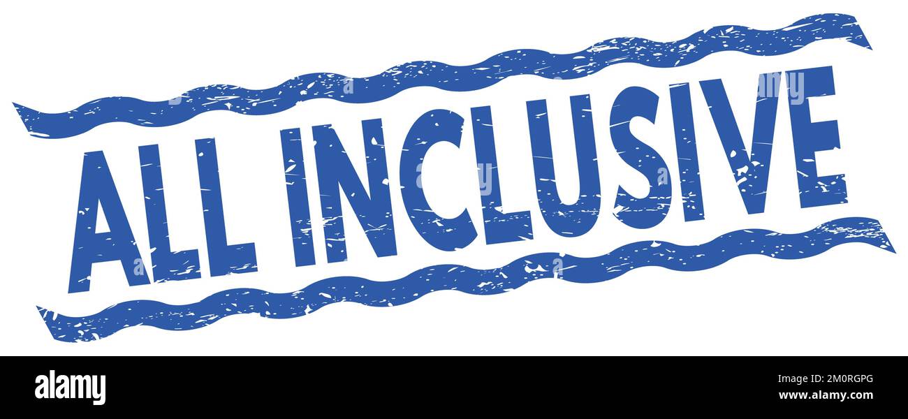 ALL INCLUSIVE text written on blue lines stamp sign Stock Photo - Alamy