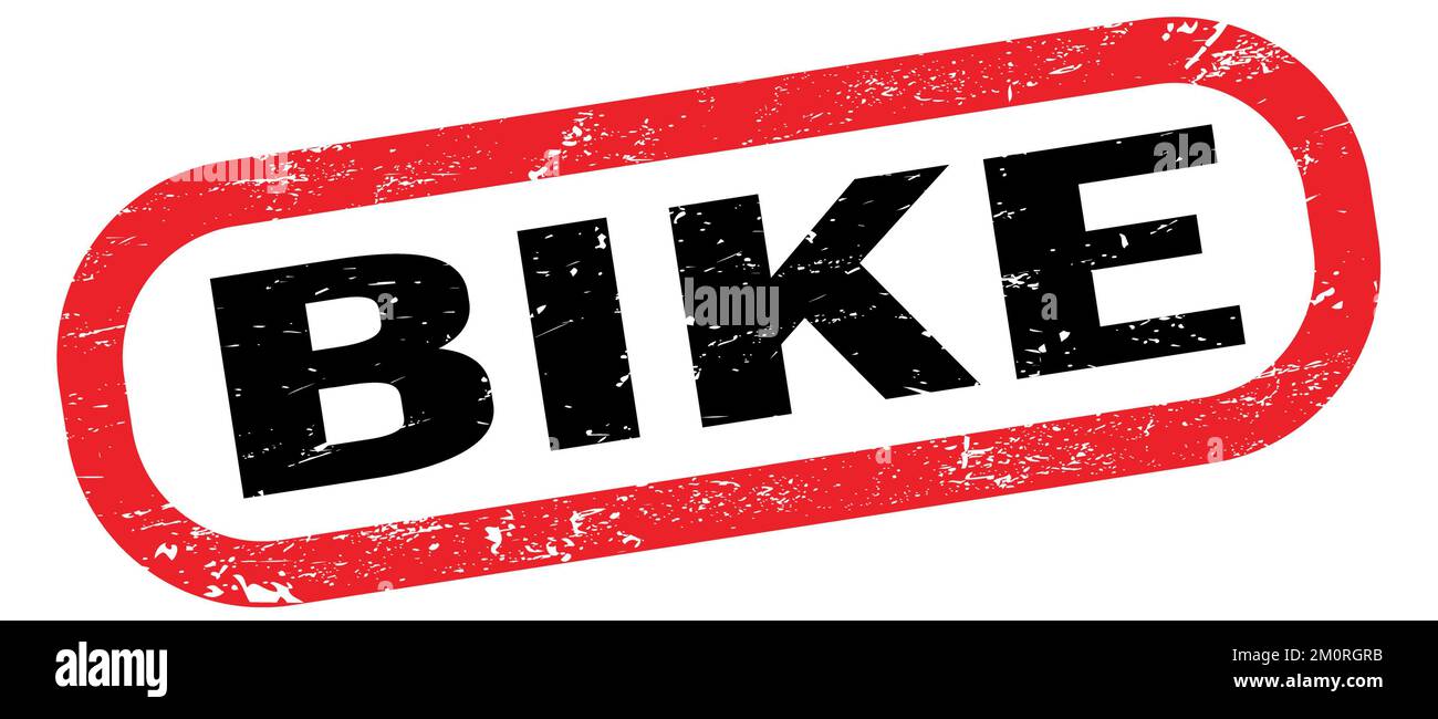 BIKE, text on red-black rectangle stamp sign Stock Photo - Alamy