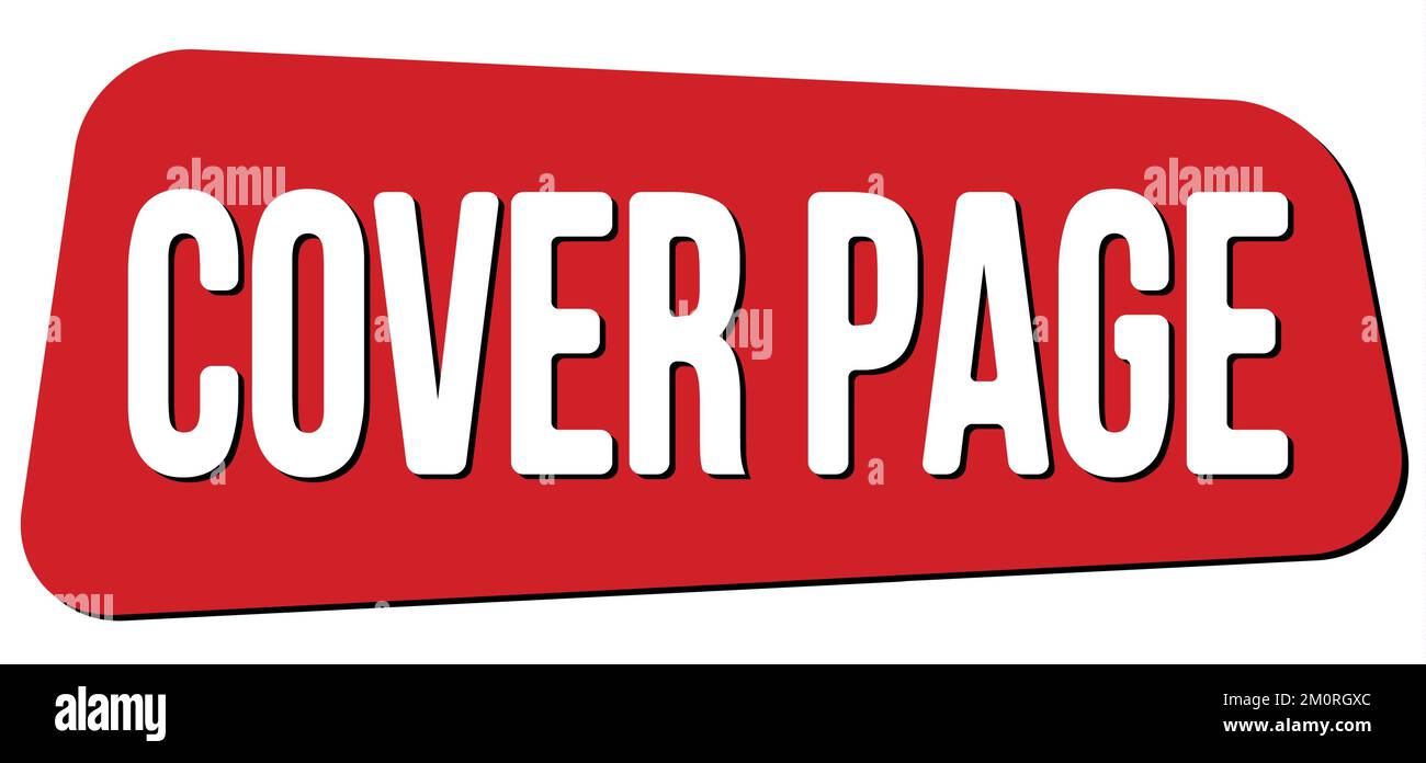 COVER PAGE text written on red trapeze stamp sign Stock Photo - Alamy