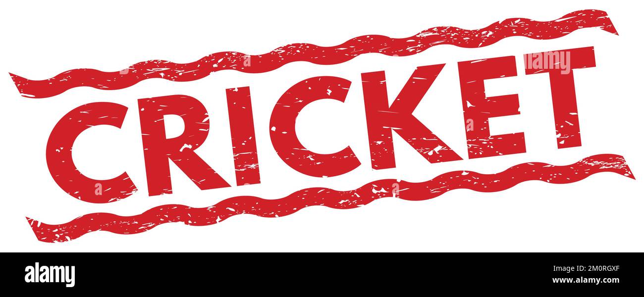 CRICKET text written on red lines stamp sign Stock Photo - Alamy