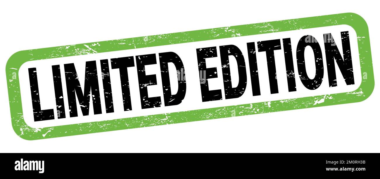 LIMITED EDITION text written on green-black rectangle stamp sign Stock ...