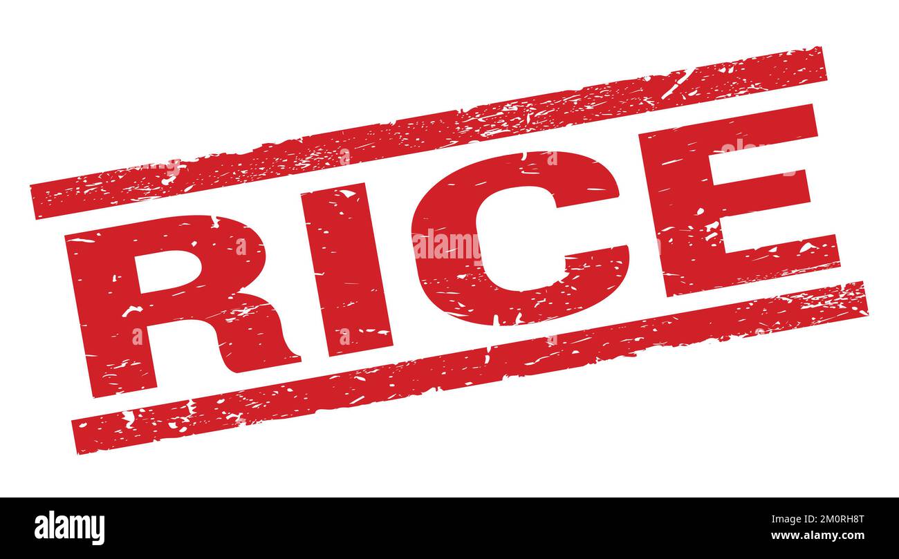 RICE text written on red rectangle stamp sign Stock Photo - Alamy