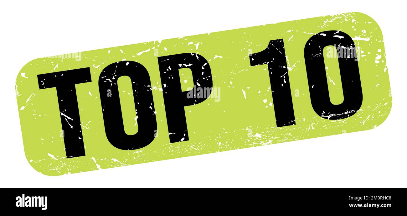TOP 10 text written on green-black grungy stamp sign Stock Photo - Alamy