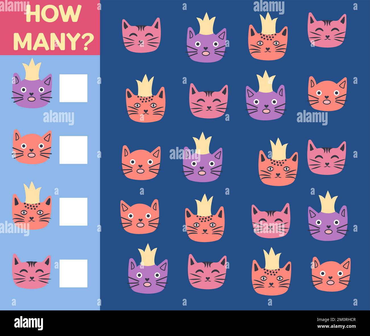 How many Cat, game for children. How many are they game. Count the Cats ...