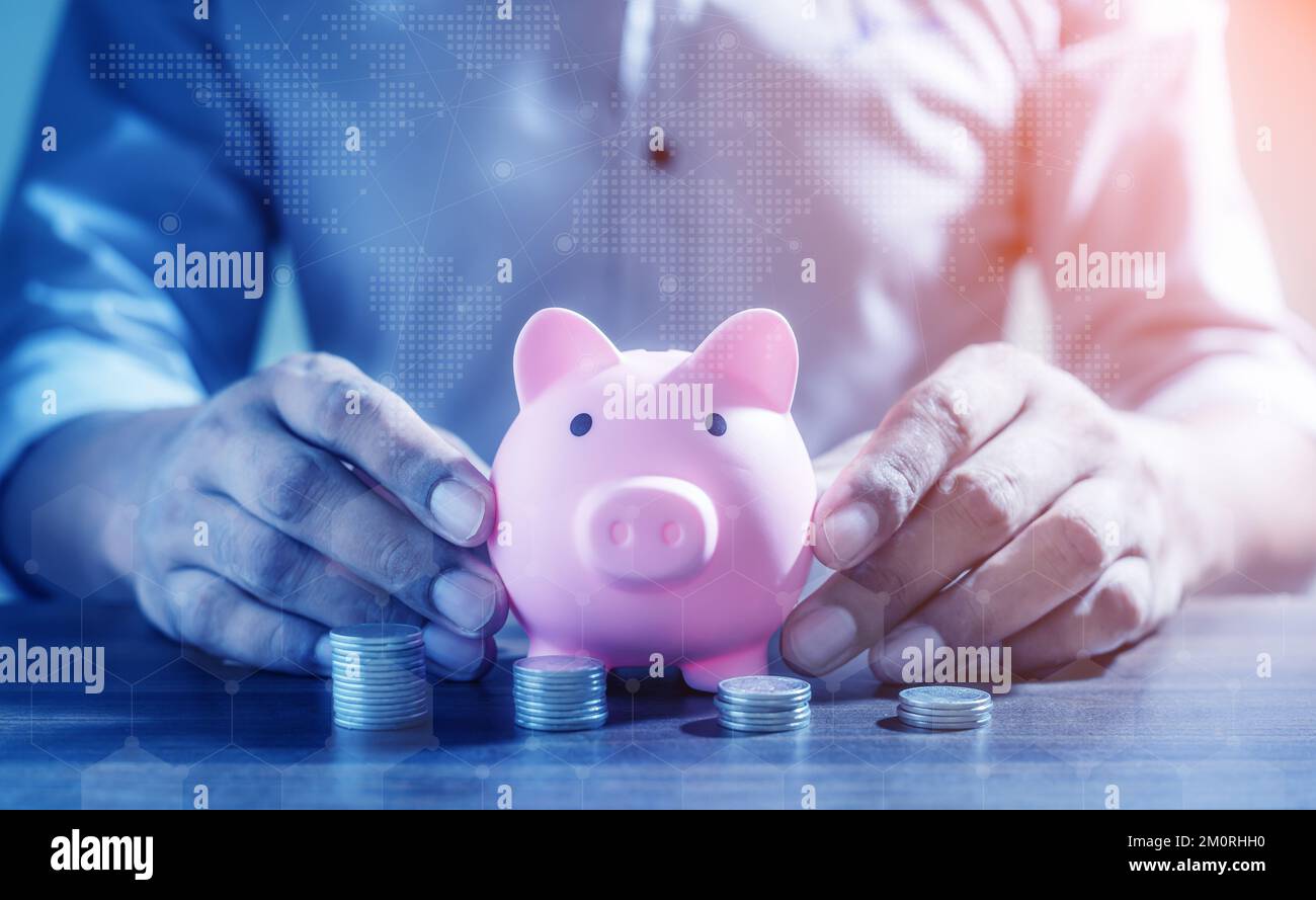 Duoble Exposure, Money and financial concept, Online Banking Savings ...