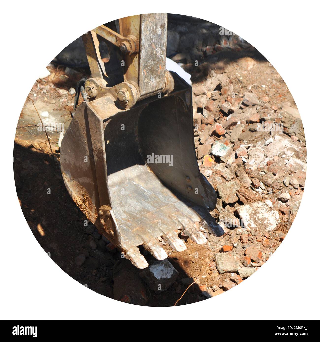 Excavator continues to work at the construction site, excavation site ...