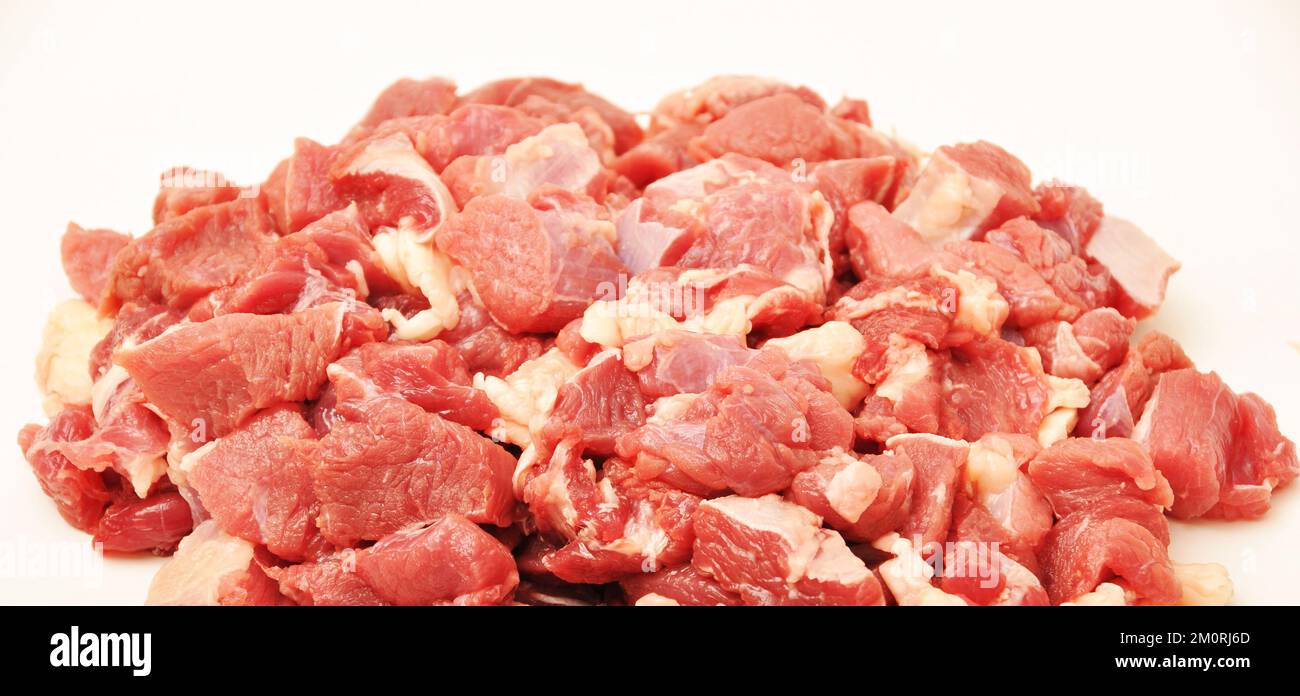 Clean very fresh red raw cow meat beef, isolated on white background ...