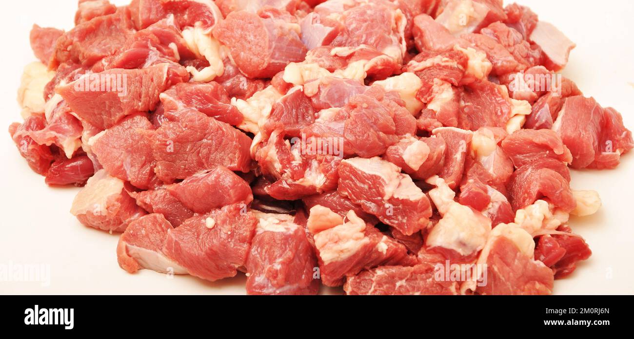 Clean very fresh red raw cow meat beef, isolated on white background ...