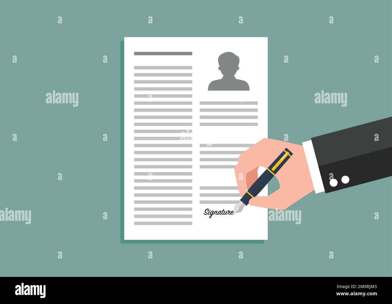 Businessman signing an agreement. Business concept. Vector illustration ...