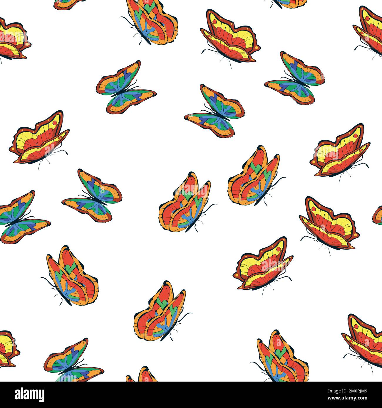 Bright multicolored butterflies seamless pattern. Wallpaper, background ...