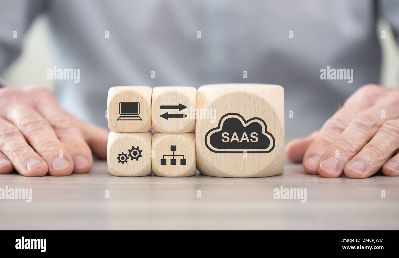 Wooden blocks with symbol of saas concept Stock Photo - Alamy
