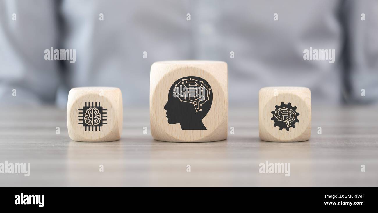 Wooden blocks with symbol of machine learning concept Stock Photo - Alamy