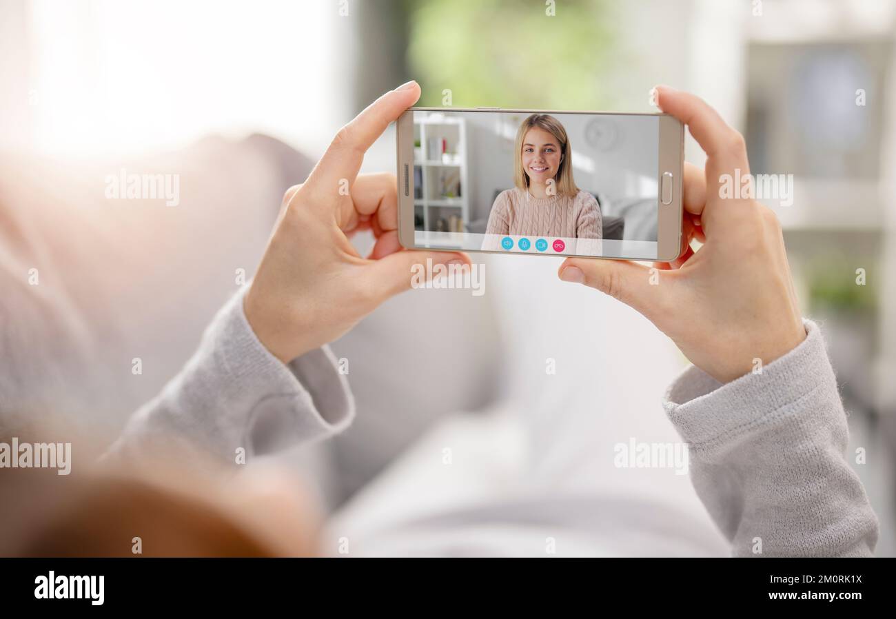 Video call using smartphone Stock Photo - Alamy