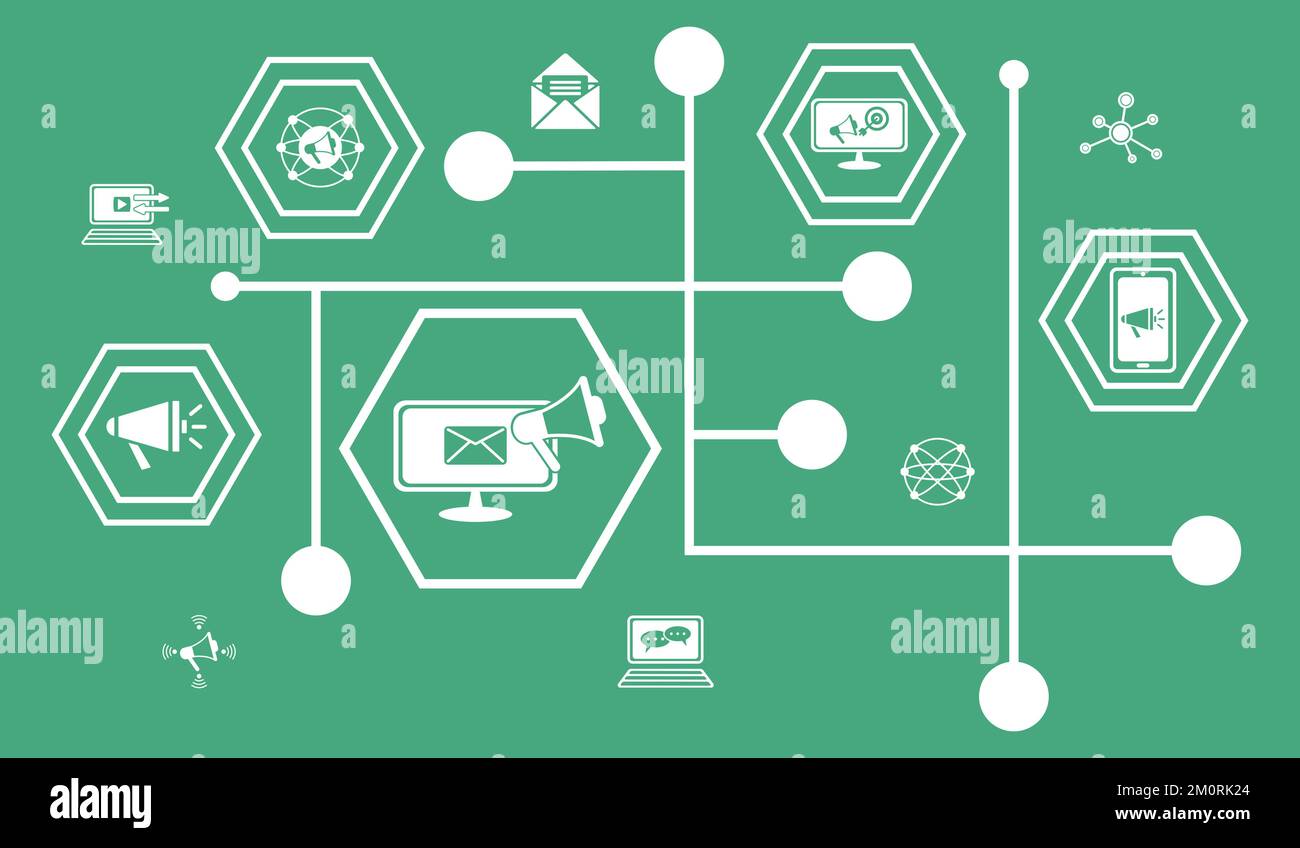 Concept of digital marketing with connected icons Stock Photo - Alamy