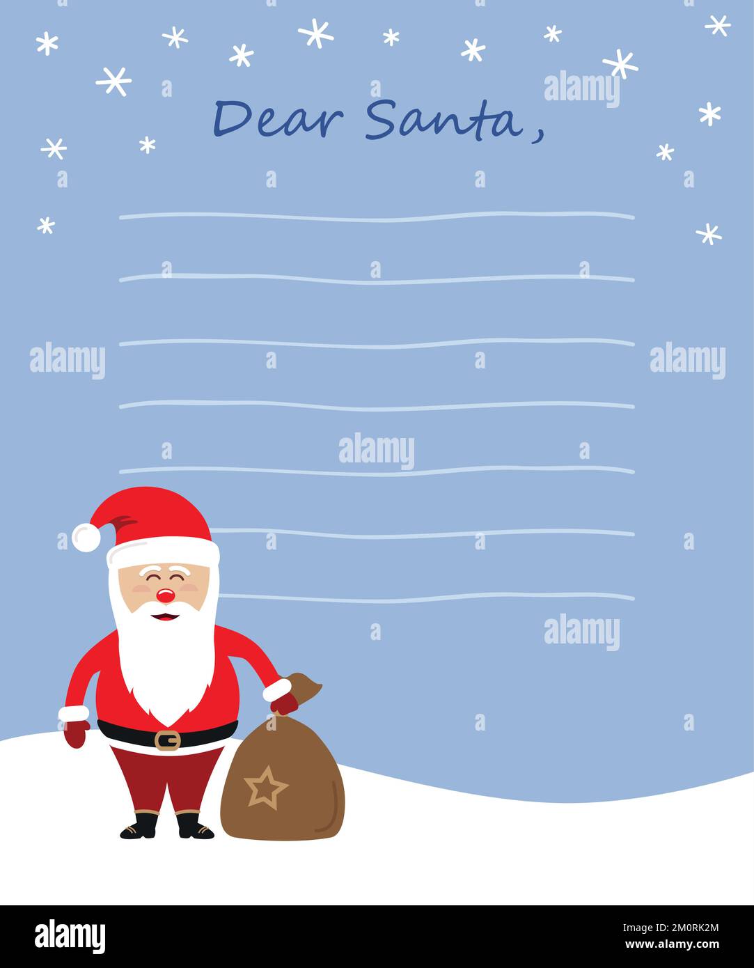 christmas wish list letter to santa claus for kids Stock Vector Image ...