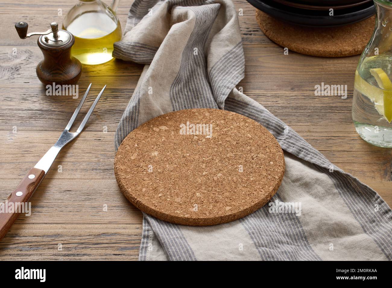 wooden rustic kitchen table background Stock Photo - Alamy