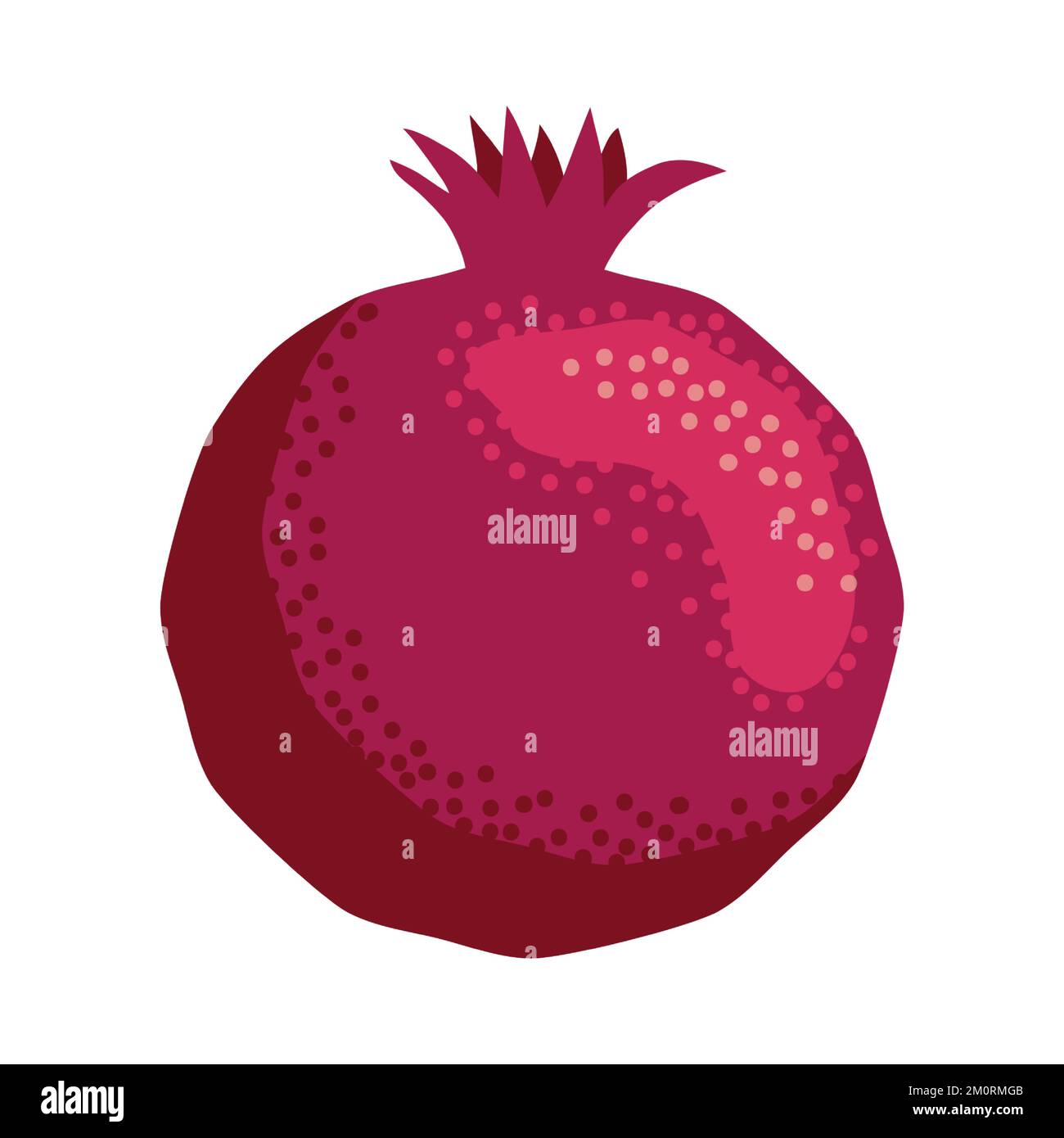 Pomegranate whole and pieces, cut with seeds. Stylized juicy fruit ...
