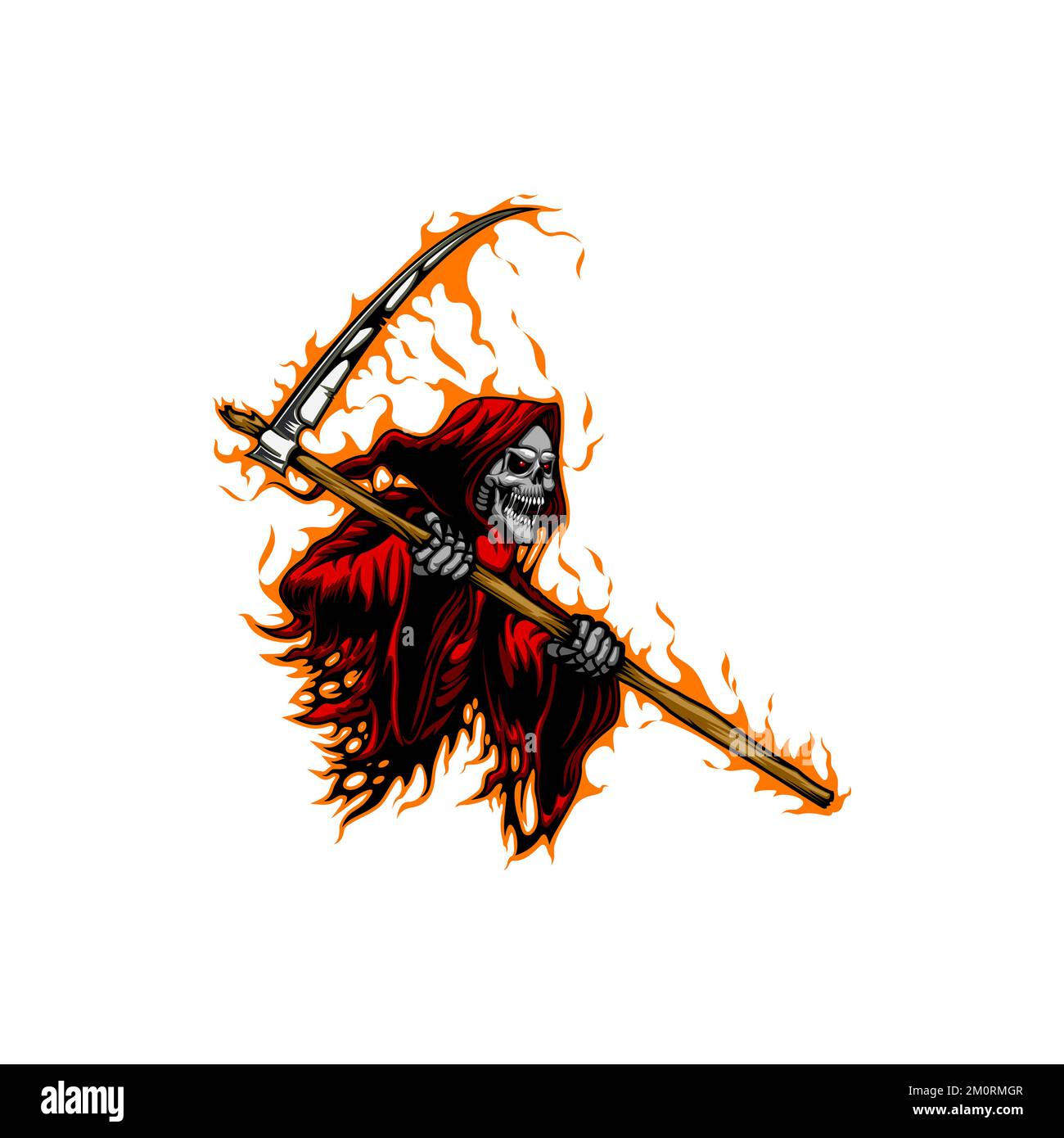Death with scythe. Halloween horror character, scary Grim Reaper ...
