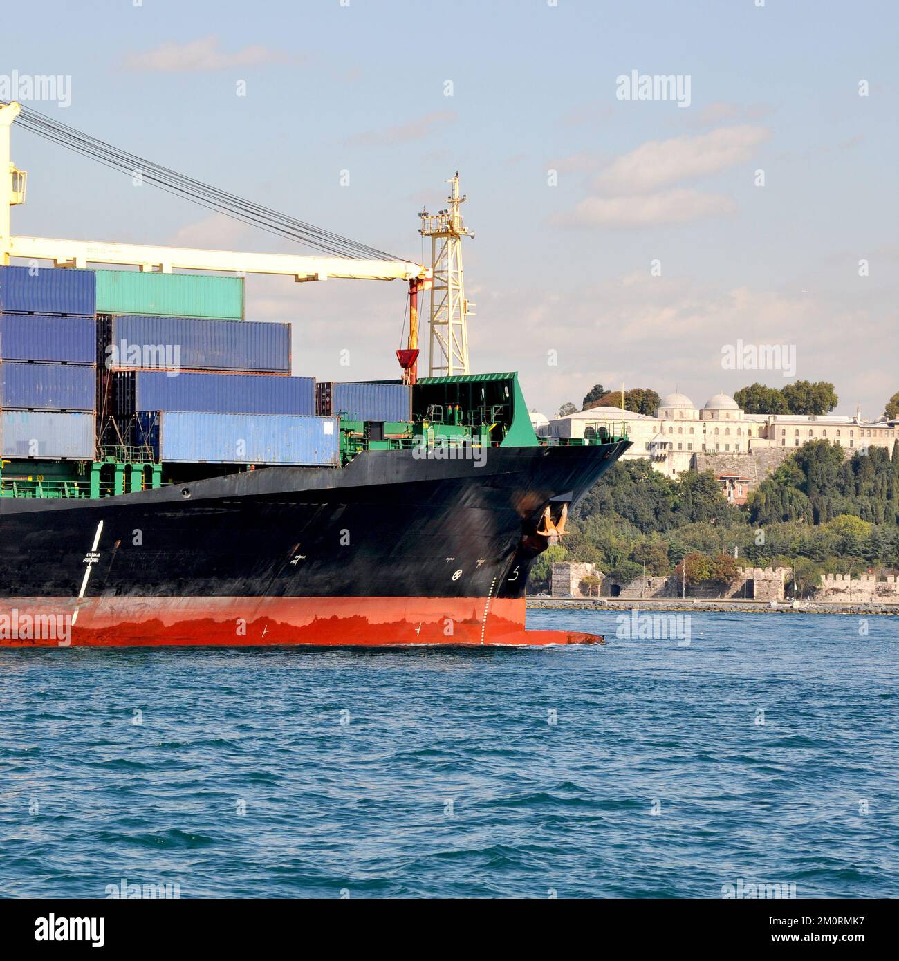 Large cargo ship, cargo ship carrying containers, engaged in ...