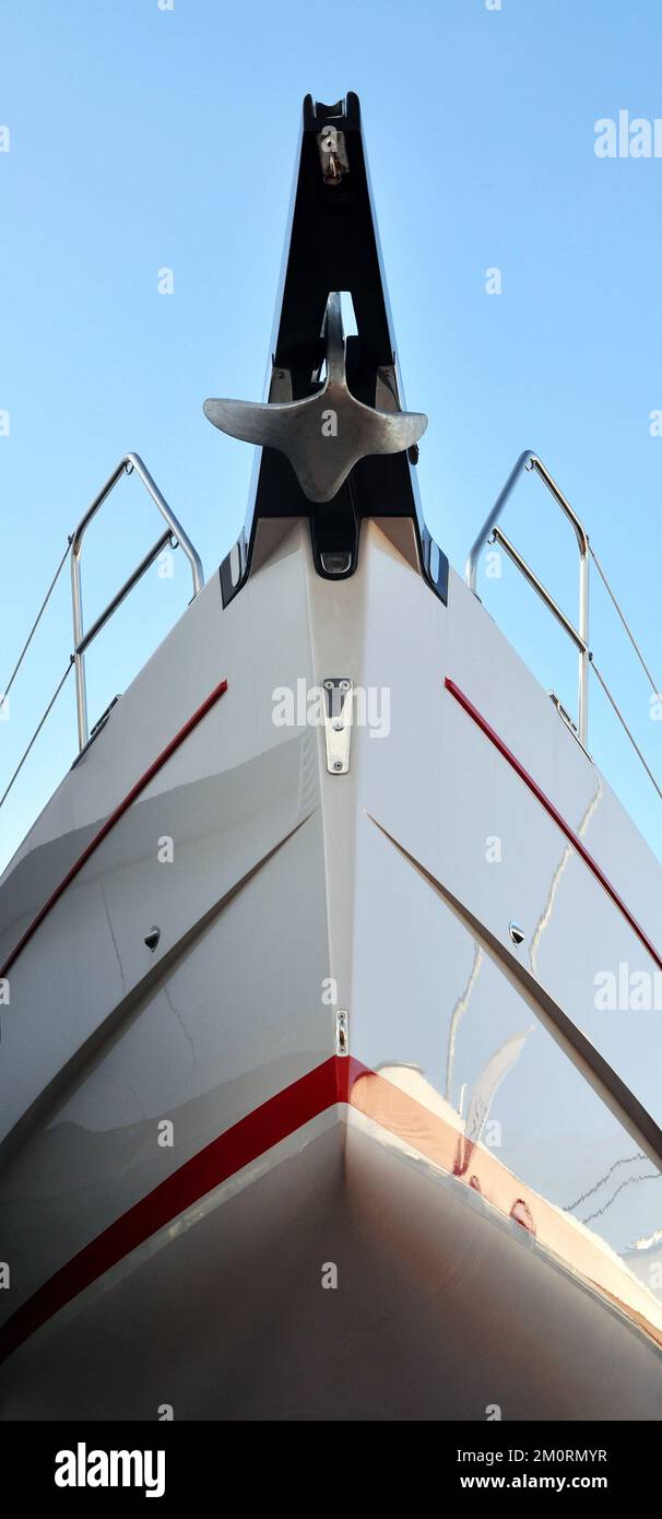 Big fiberglass ship is under construction in shipyard, shipbuilding ...