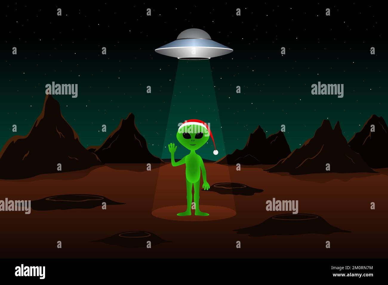 Martian in red hat. Christmas on Mars. Vector illustration Stock Vector ...