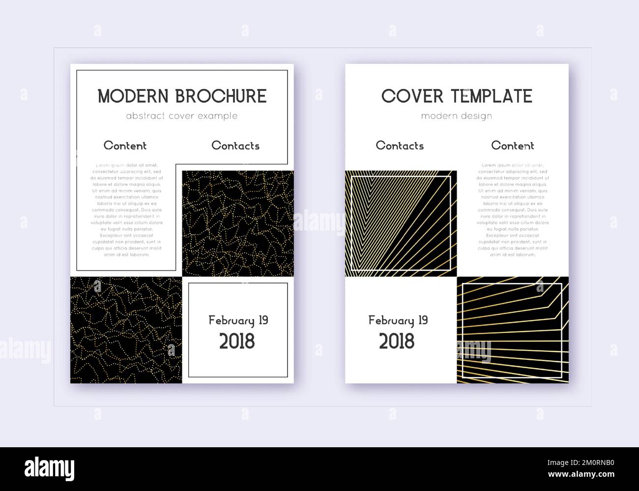 Business cover design template set. Gold abstract lines on black ...