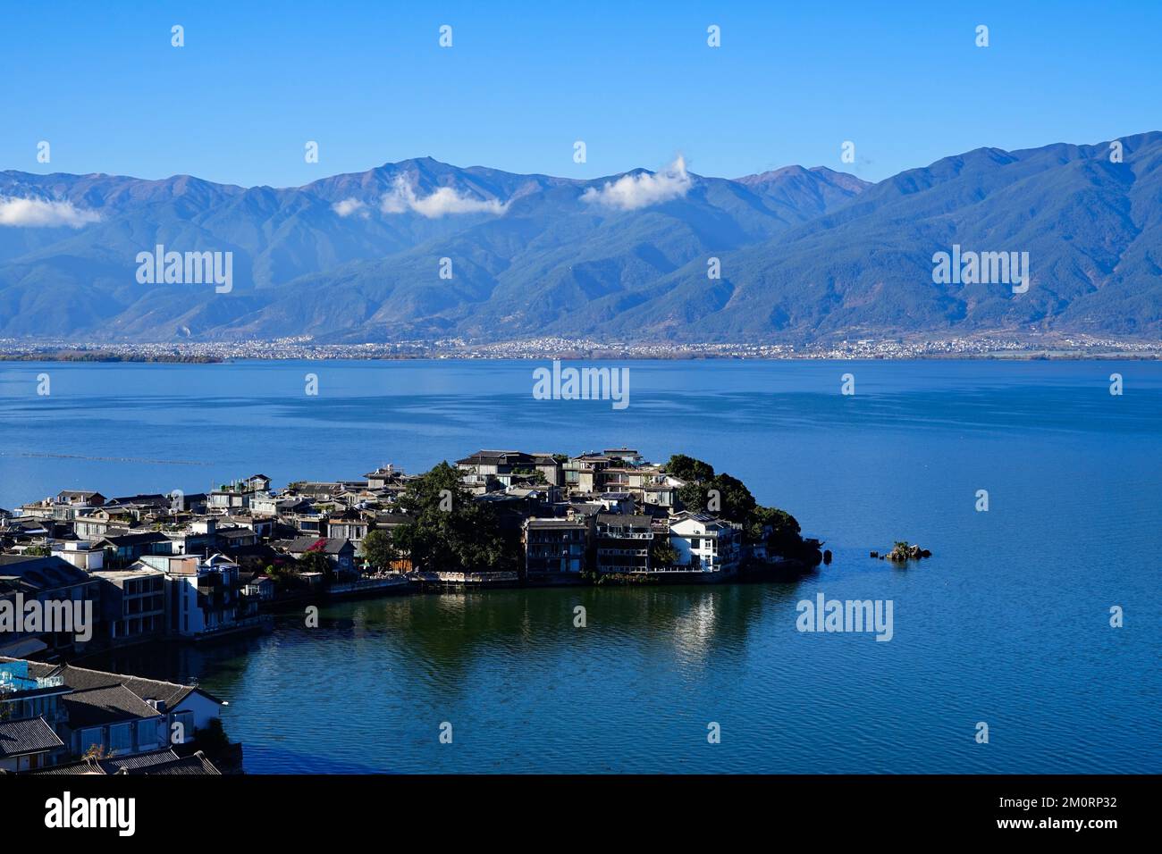 Aerial photo shows the beautiful scenery of Shuanglang Town, Dali City ...
