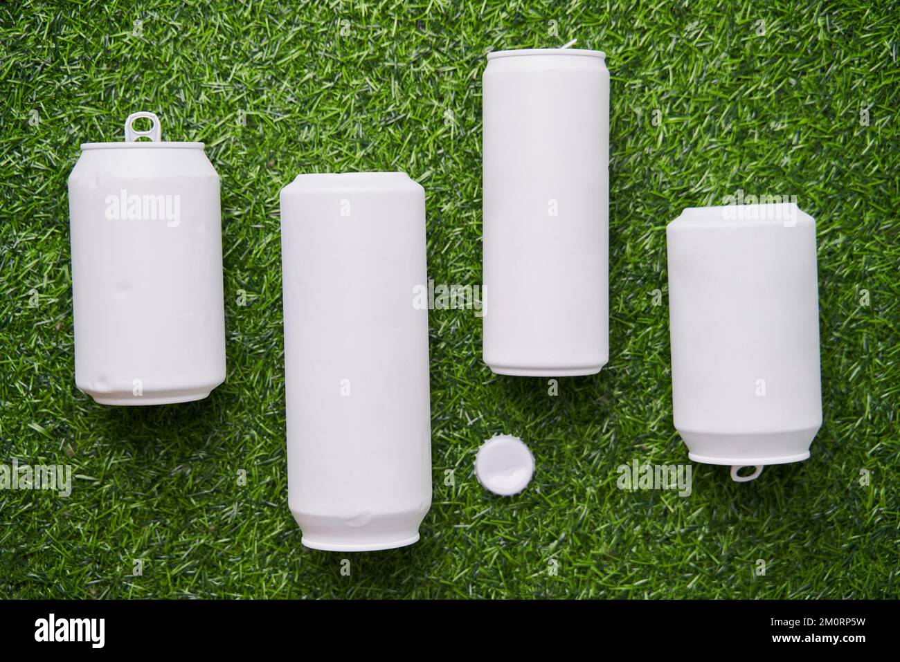 Many metal tins, cans and jars for recycling. Aluminum metal food and ...