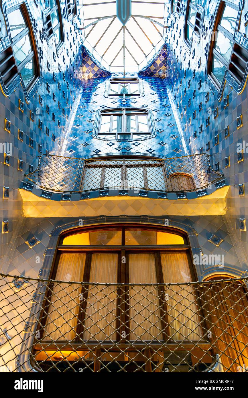 Interior of the Patio of lights skylight inside Casa Batlló by Antoni ...