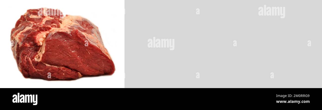 Clean very fresh red raw cow meat beef, banner mock up poster desing ...