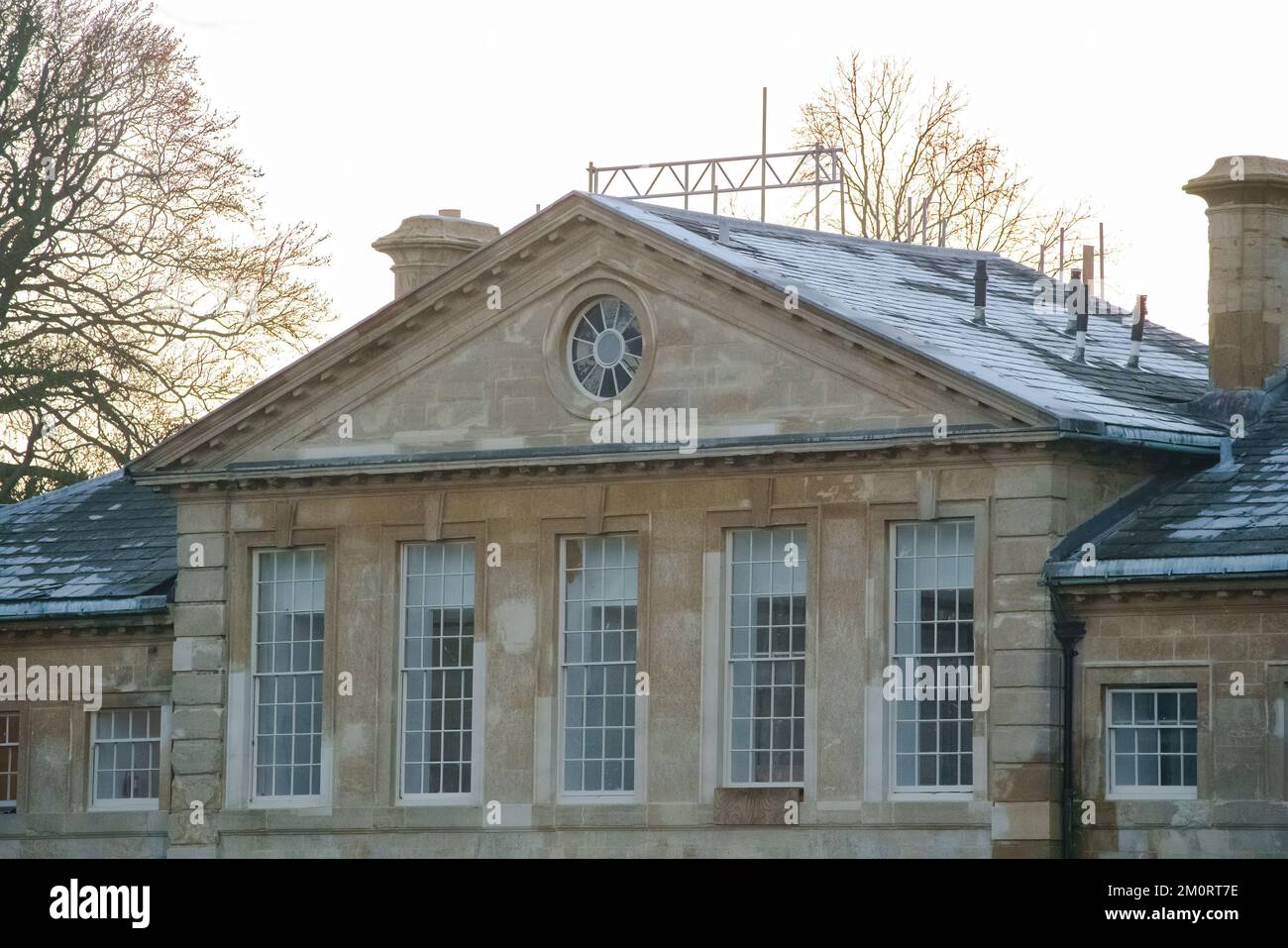 Aynhoe Park estate, undergoing renovations, December 2022. Showing work ...