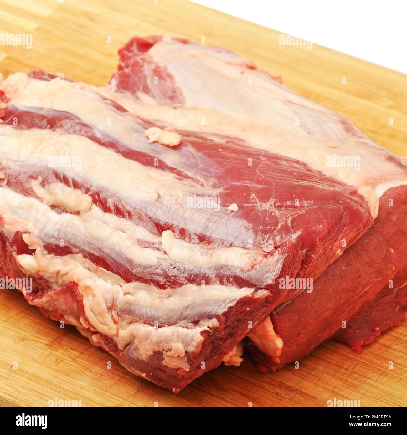 Clean very fresh red raw cow meat beef, isolated on white background ...