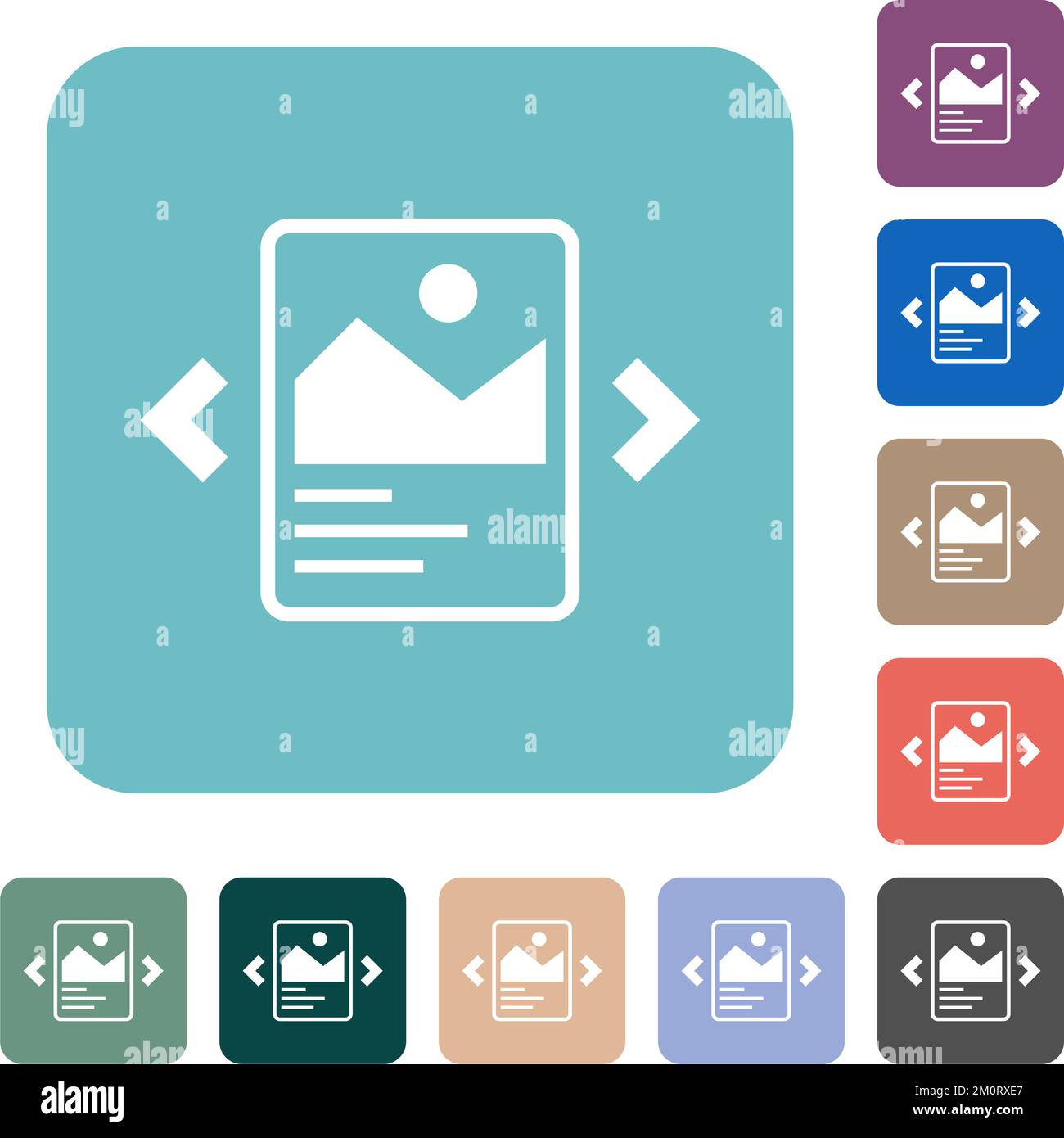 Image slideshow with captions white flat icons on color rounded square ...