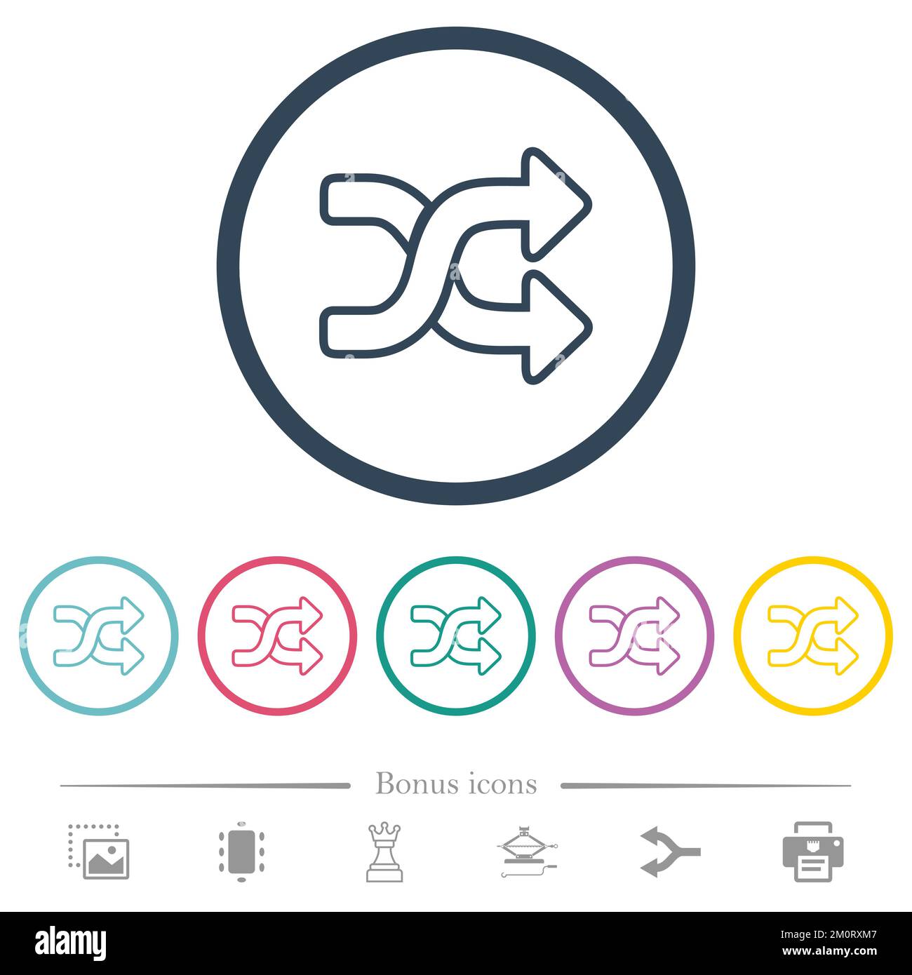 shuffle outline flat color icons in round outlines. 6 bonus icons included Stock Vector Image ...