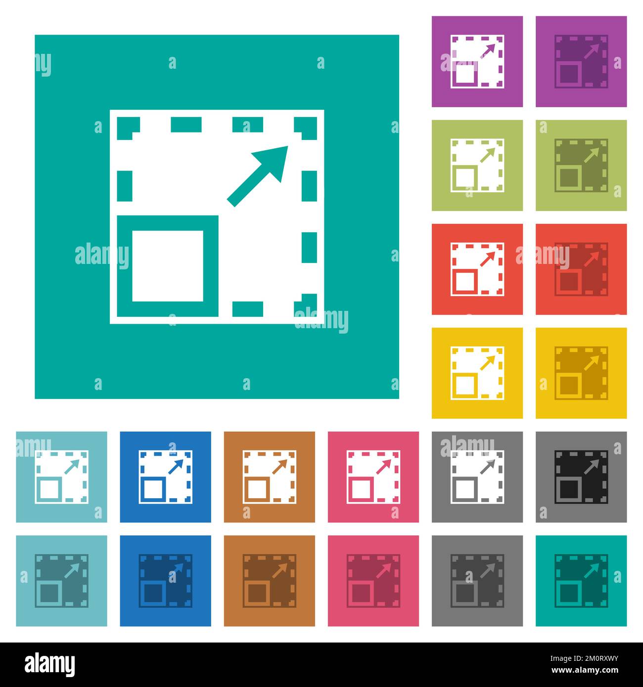 Maximize element solid multi colored flat icons on plain square ...