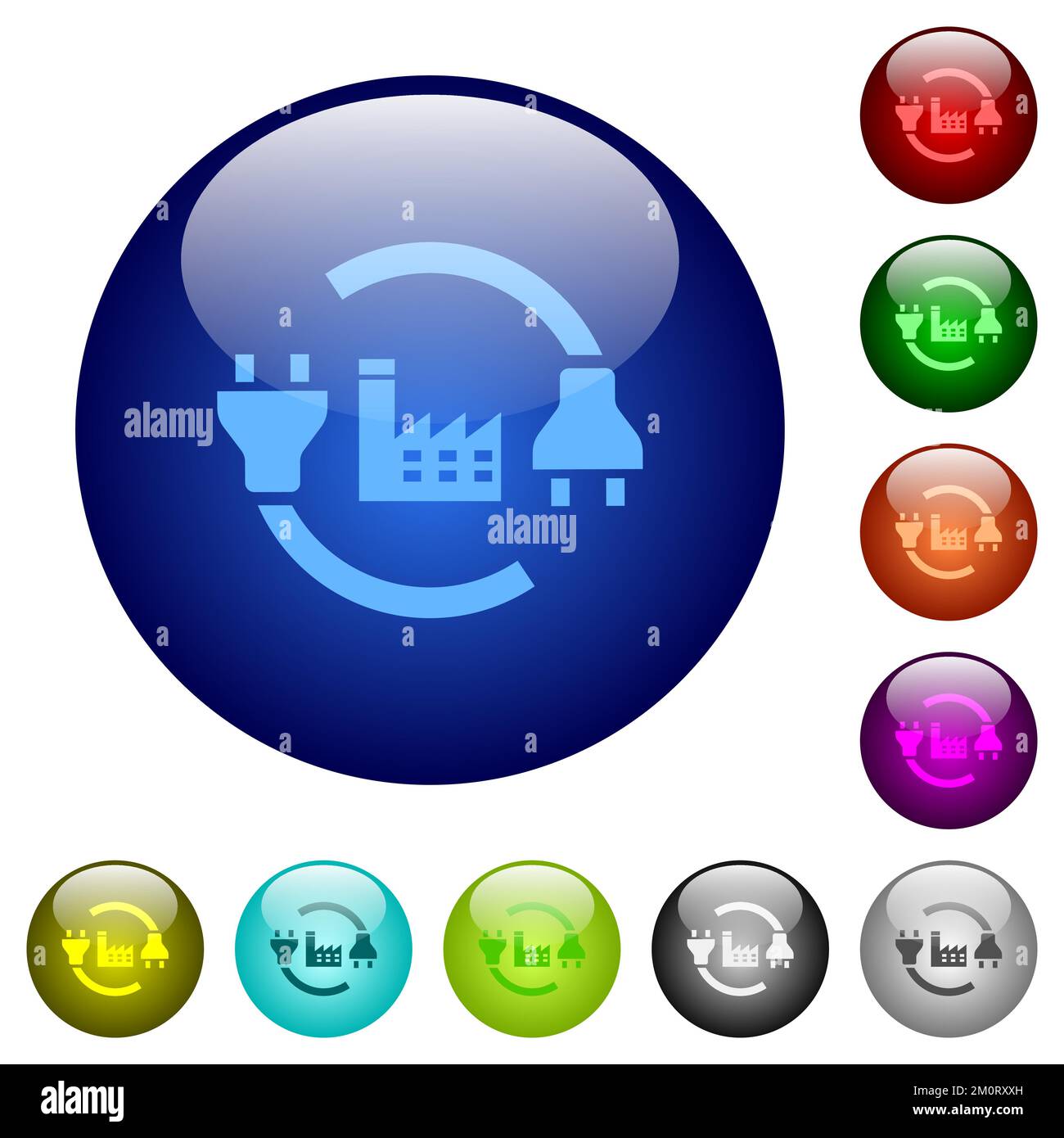 Power plant icons on round glass buttons in multiple colors. Arranged ... Power plant icons on round glass buttons in multiple colors. Arranged ...
