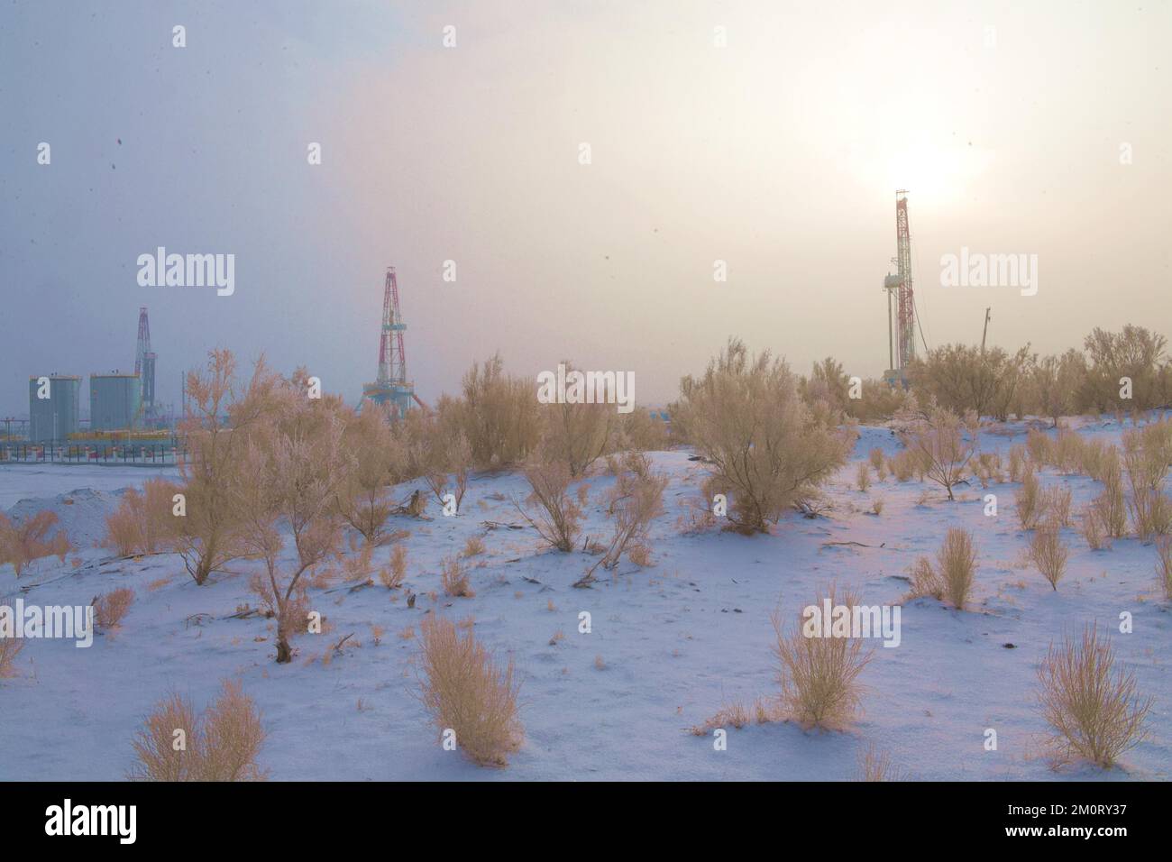 The construction site on the drilling platform of Well JLHW250 in Well ...