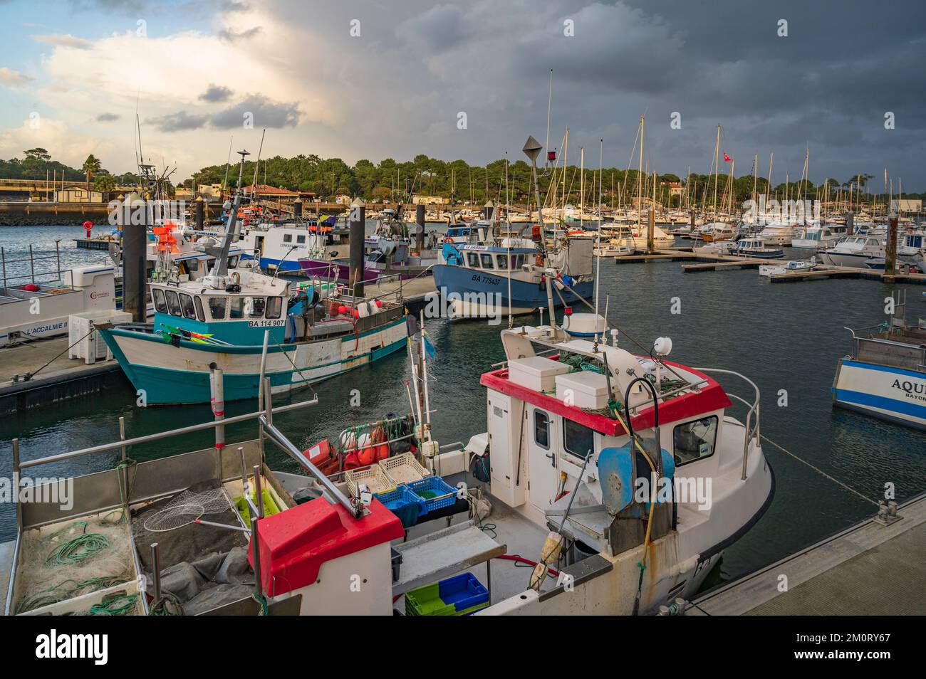 Fishing boats at the commercial fishing port of Capbreton, the departement Landes's only one in ...