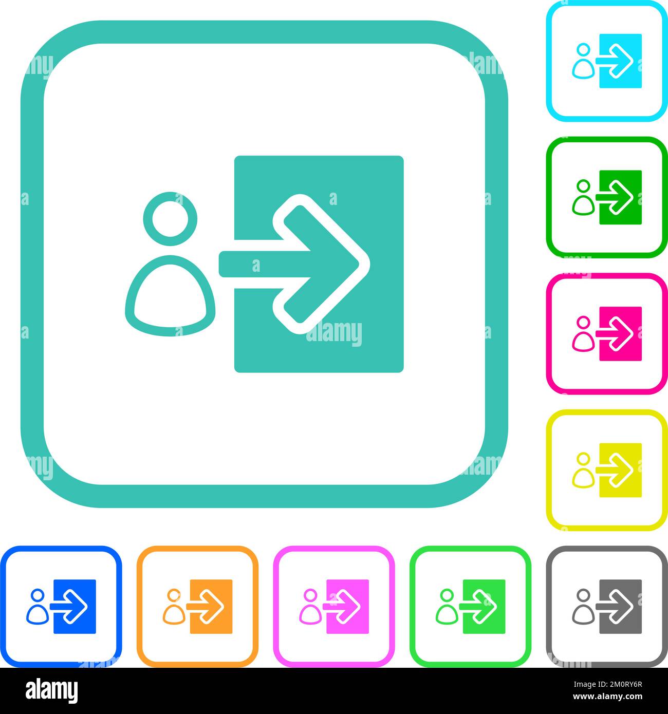 User login alternate vivid colored flat icons in curved borders on ...