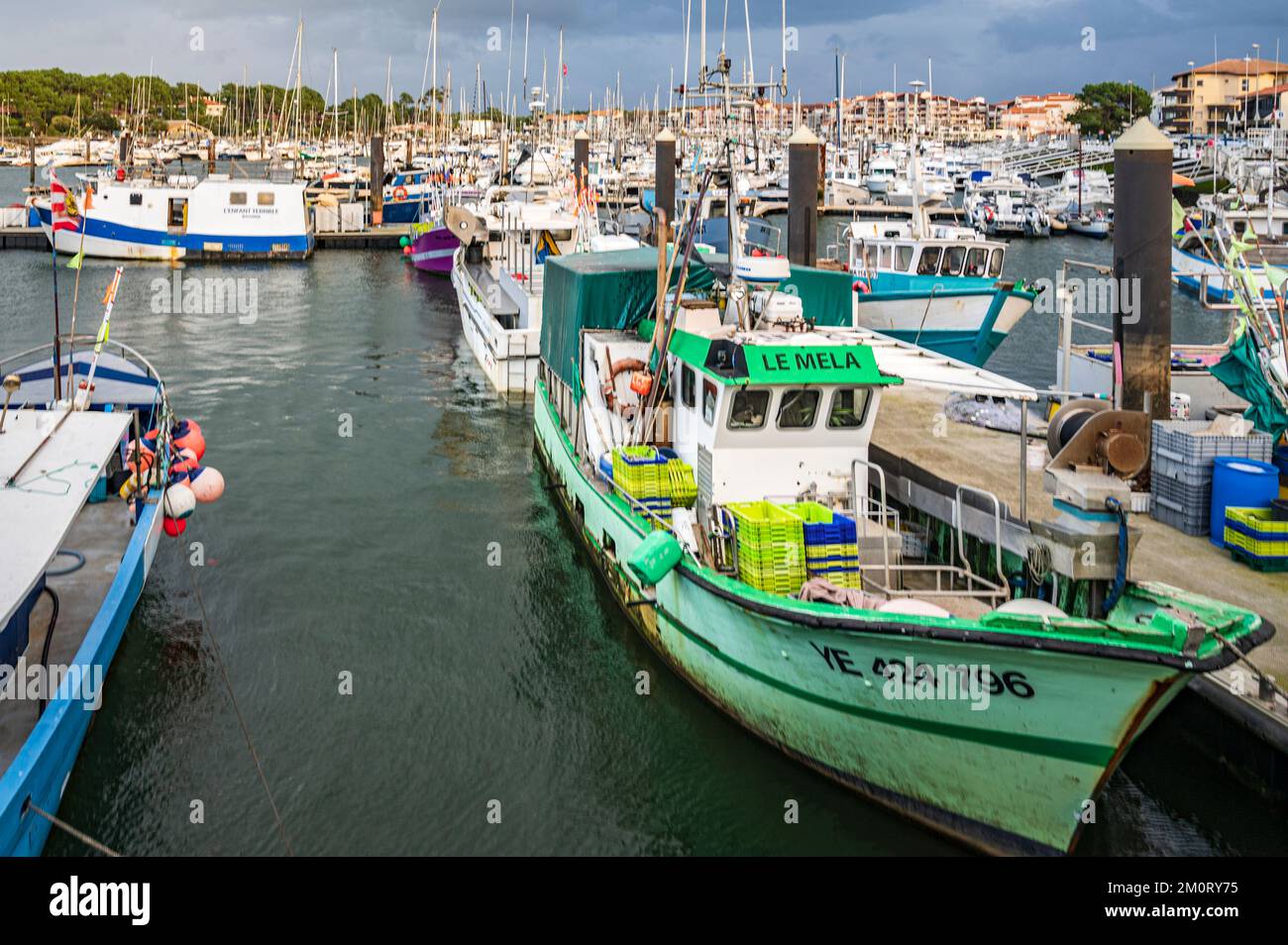 Fishing boats at the commercial fishing port of Capbreton, the ...