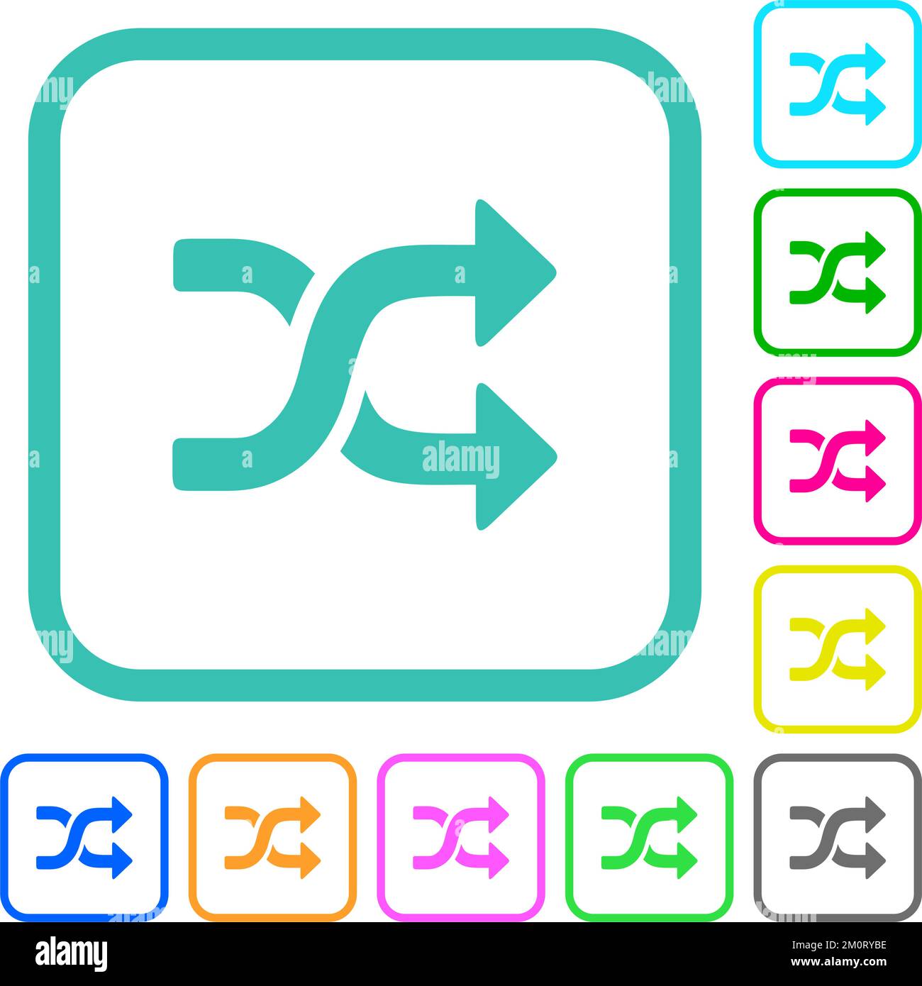 shuffle solid vivid colored flat icons in curved borders on white ...